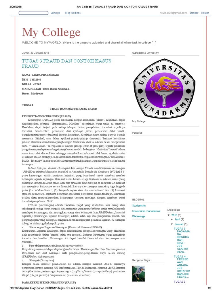 Tugas Fraud Dan Contoh Kasus Fraud | PDF
