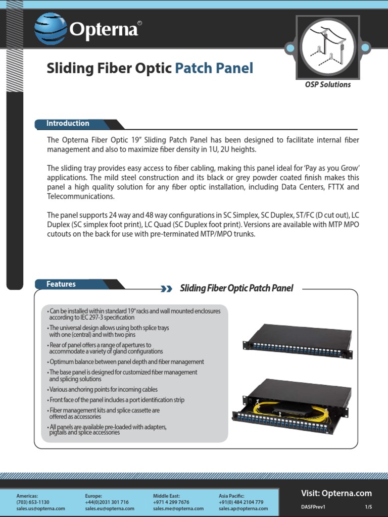 Sliding Fiber Optic Patch Panel | PDF | Optical Fiber | Equipment