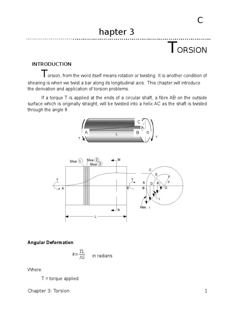 Chapter 3 - Torsion | Torque | Screw
