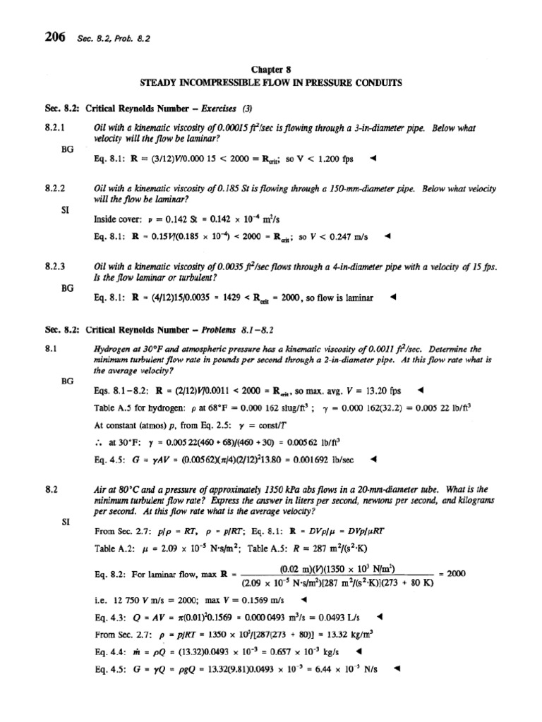 Fluid Mechanics CH 8 Solution | PDF