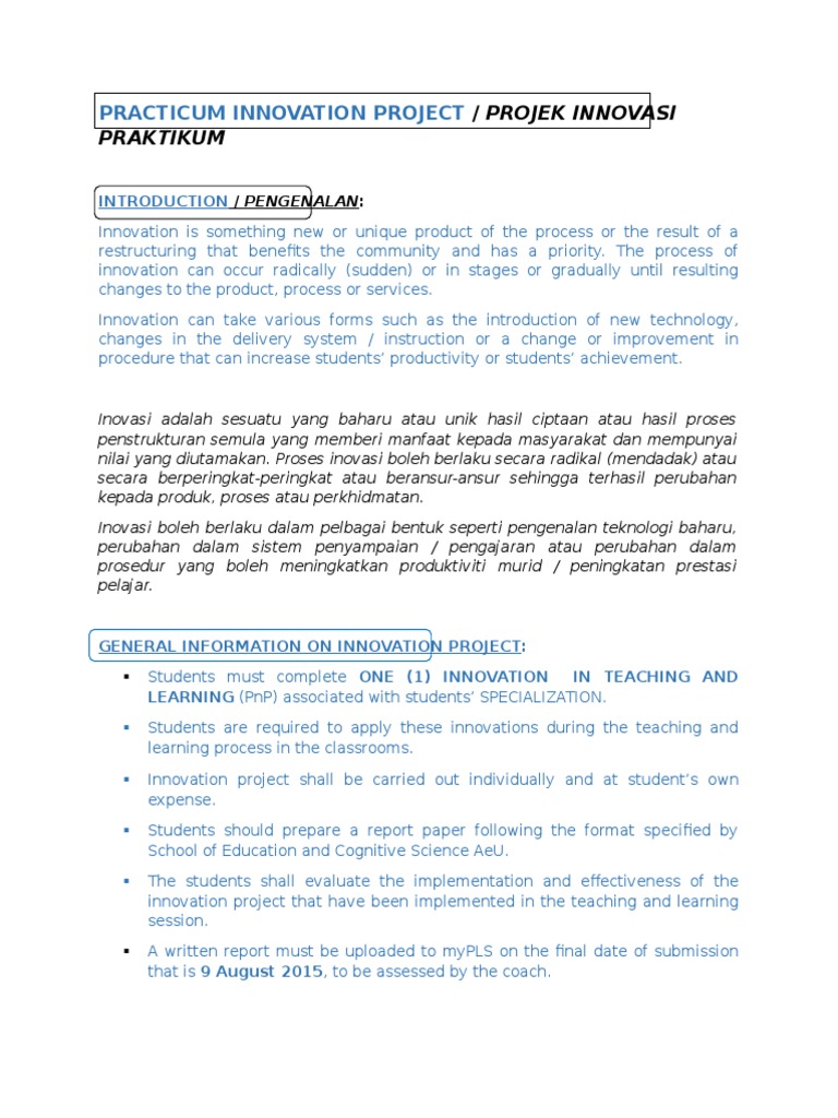 Practicum Innovation Project | PDF | Innovation | Neuropsychological ...