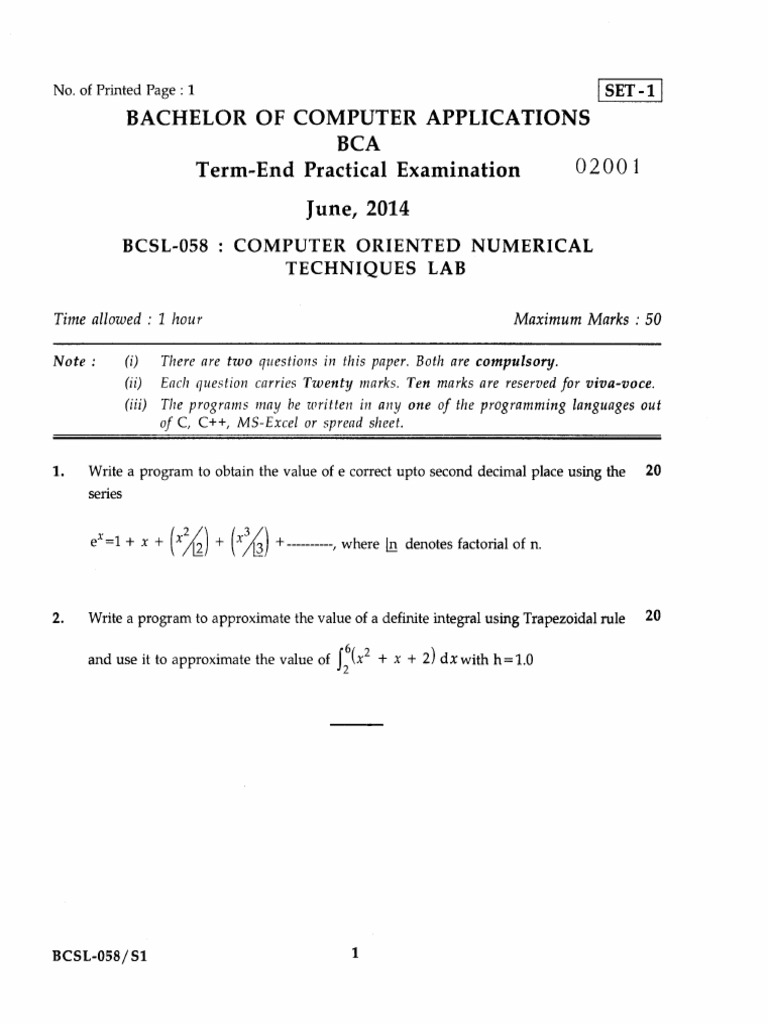 BCSL-058 S1-S2-S3-S4 | PDF | Integral | Sine