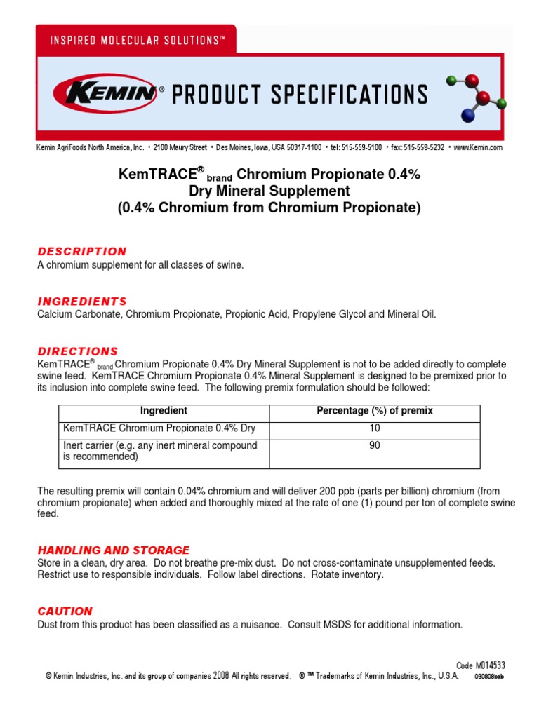 Chromium Propionate | PDF | Chromium | Metals