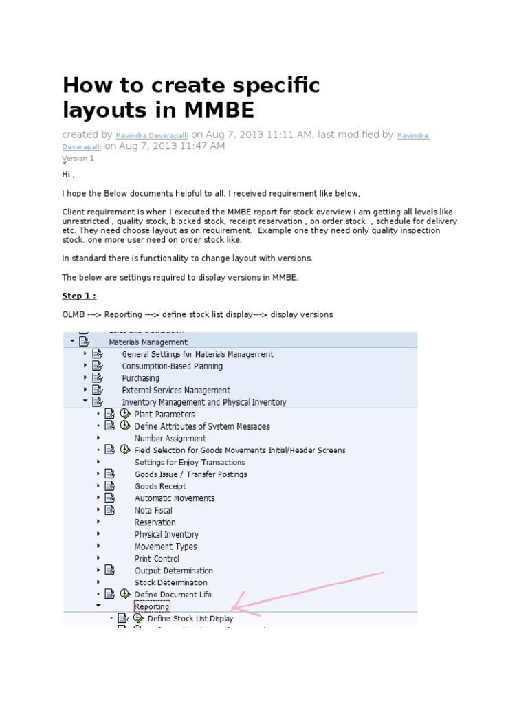 Customizing MMBE Layouts in SAP | PDF | Computers | Technology ...