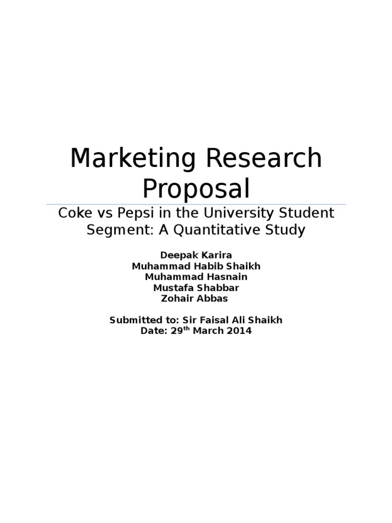 Market Research Proposal: Coke vs Pepsi | PDF | Pepsi | Coca Cola