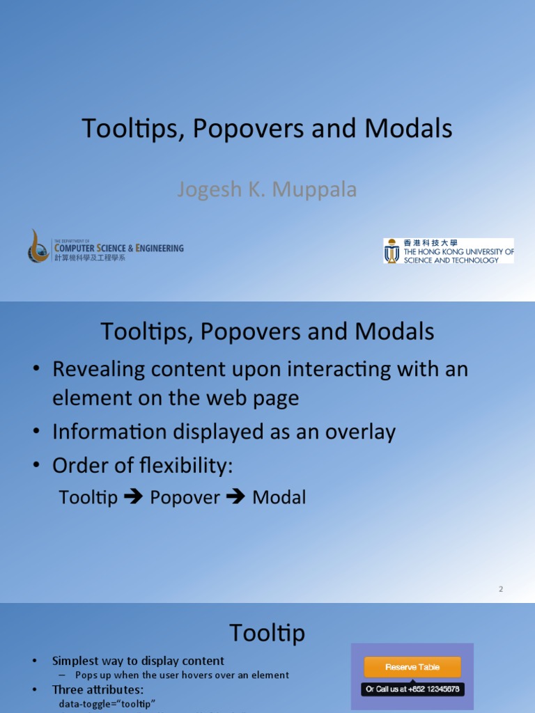 5 Tooltips Popovers Modals | PDF