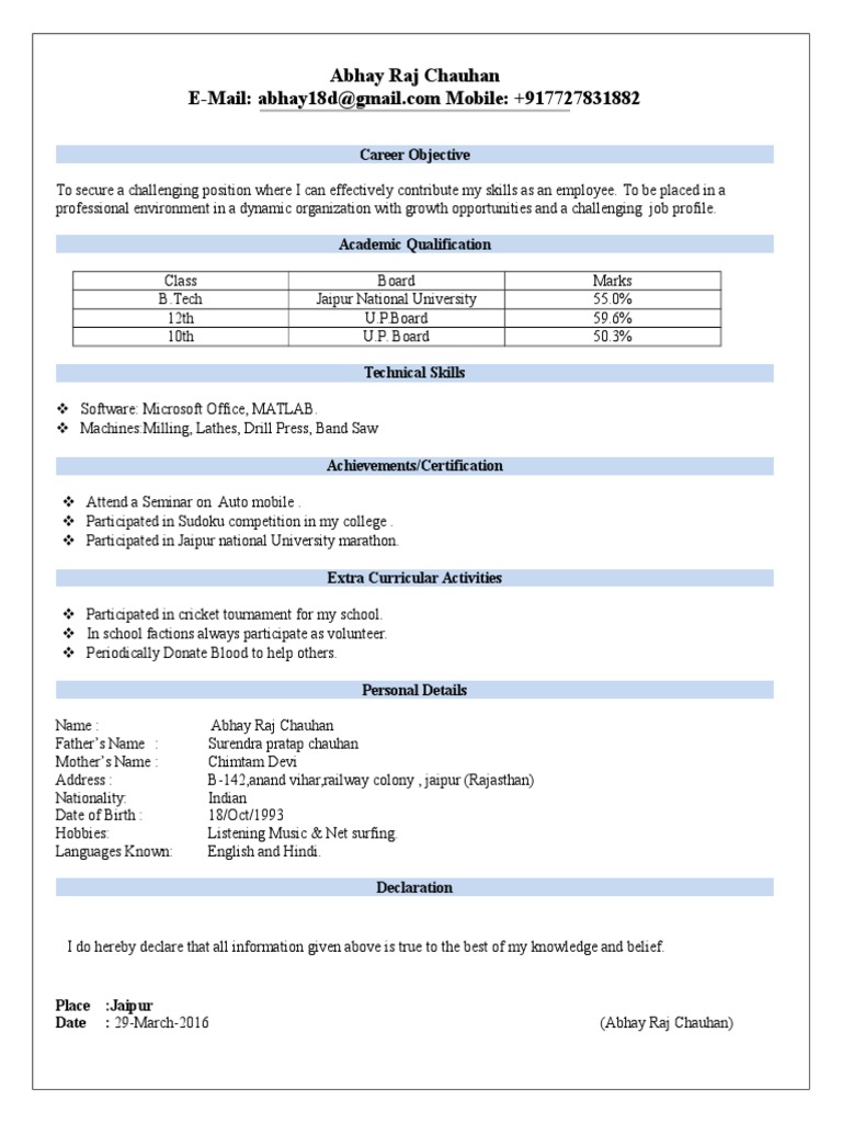 Abhay Raj Chauhan: Career Objective | PDF | Career & Growth
