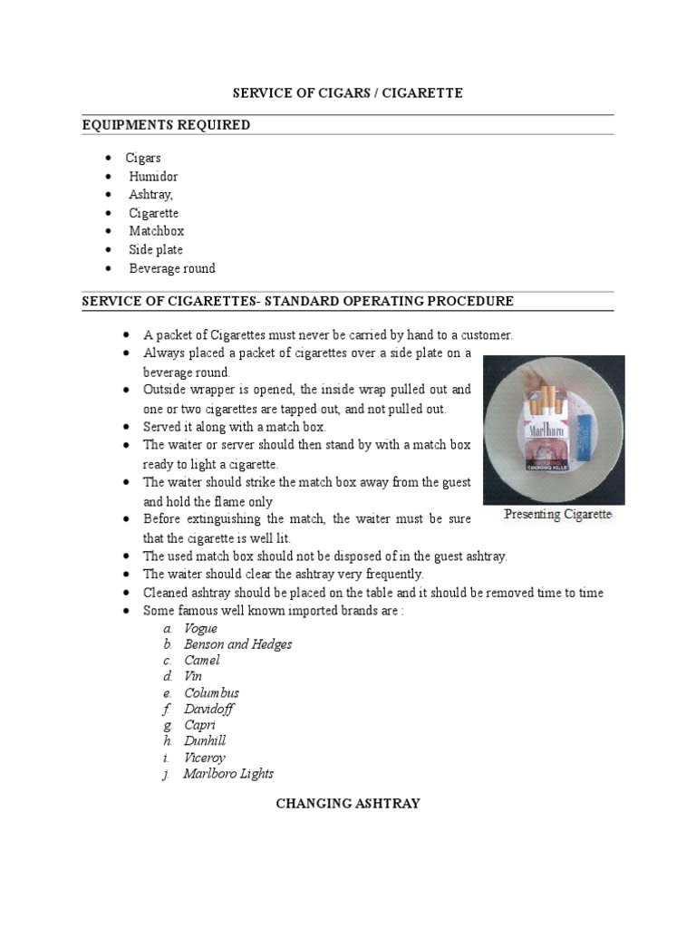 Cigar and Cigarette Service 1 NW | PDF | Cigar | Waiting Staff