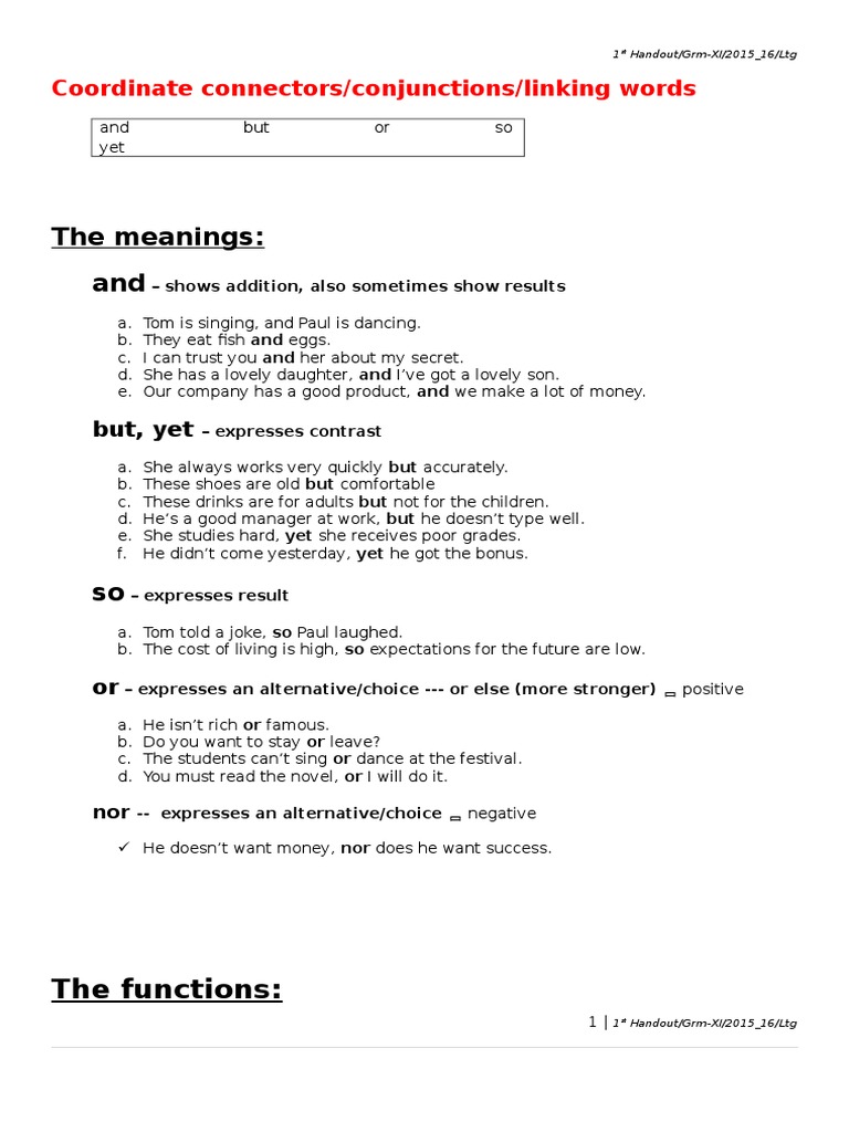 Coordinate Connectors | Download Free PDF | Syntax | Grammar