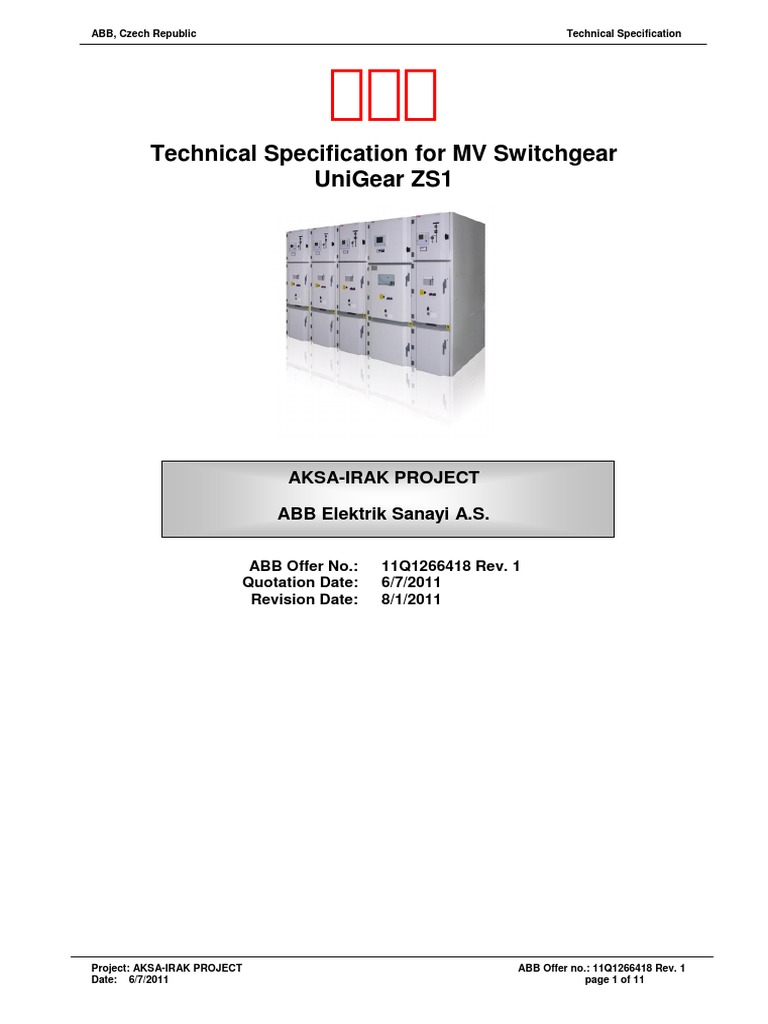 Technical Specifications ABB VD4 | PDF | Switch | Electrical Engineering