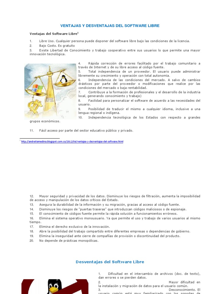Ventajas y Desventajas Del Software Libre | PDF | Software libre | Software