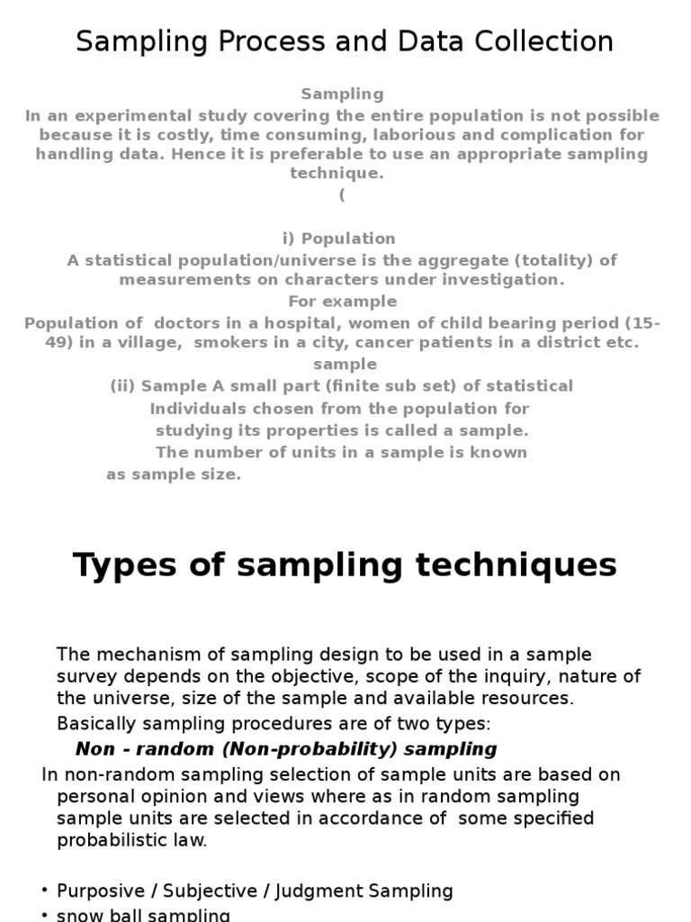 Sampling Process and Data Collection | PDF | Sampling (Statistics ...