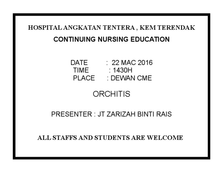 Hospital Angkatan Tentera, Kem Terendak Continuing Nursing Education | PDF