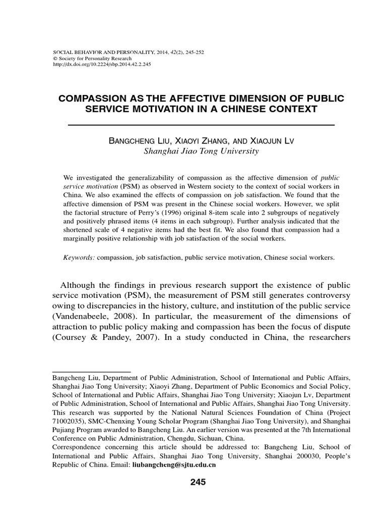 Compassion As The Affective Dimension of Public of Public Service ...