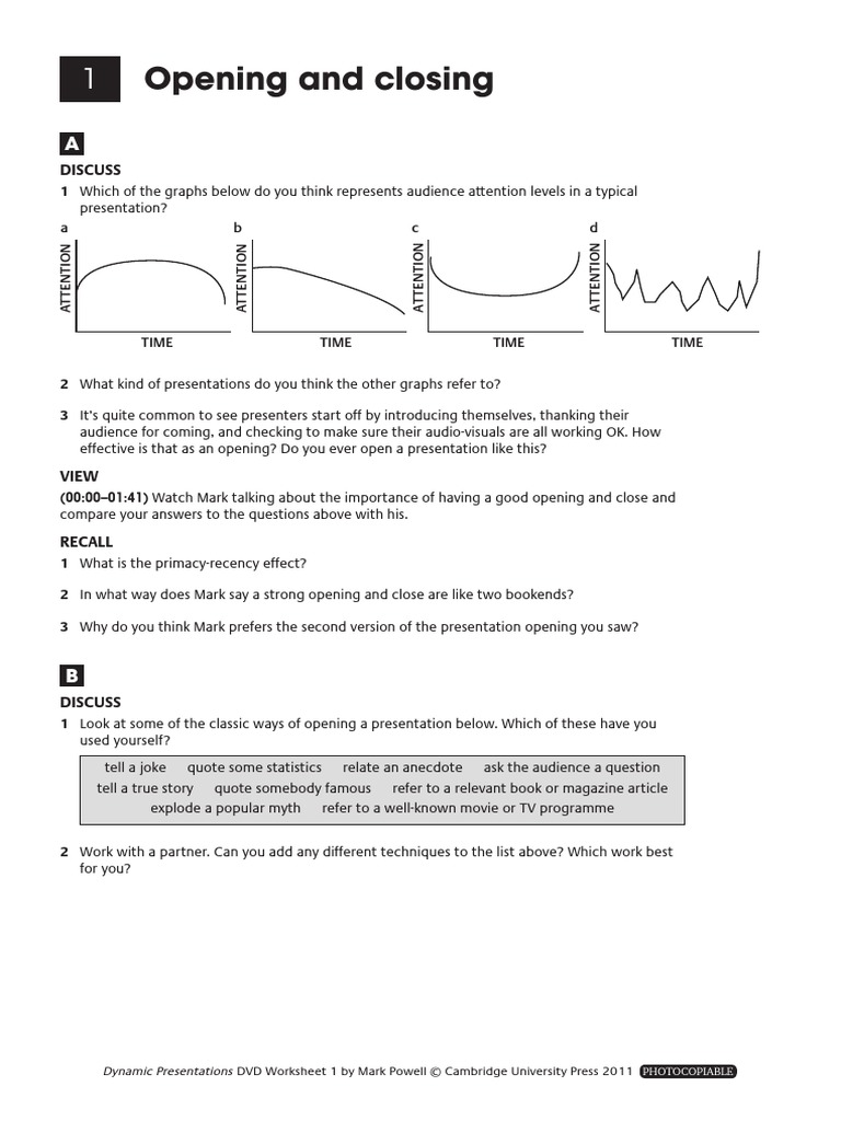 Dynamic Presentations DVD Worksheets EB | PDF | 3 D Film | Body Language