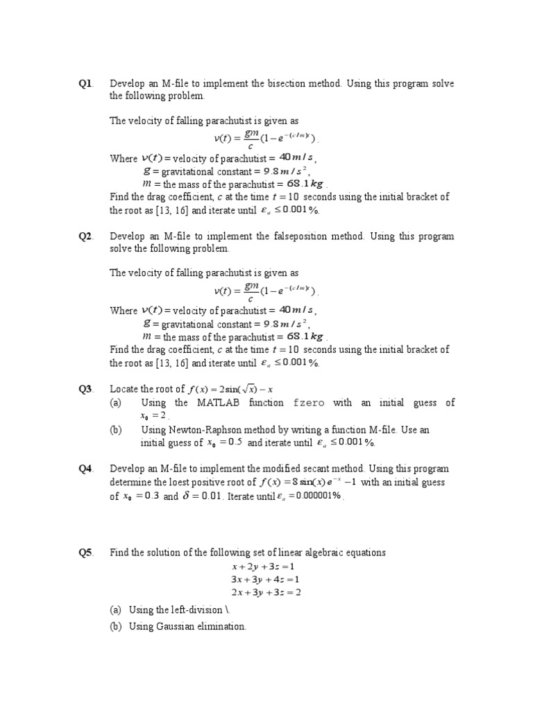 MATLAB Exercise | PDF | Ordinary Differential Equation | Logical Truth