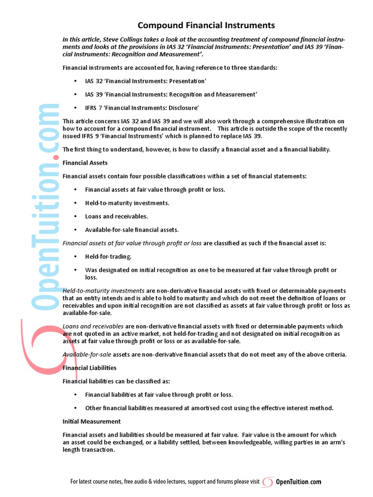 Compound Financial Instruments PDF | PDF