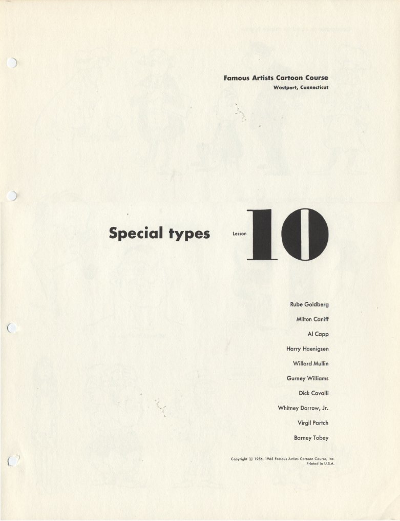 Famous Artists Cartoon Course Lesson 10 Special Types | PDF