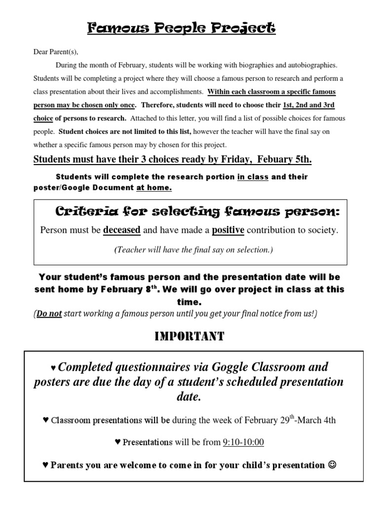 Famous Person Paper Parents | PDF | Career & Growth