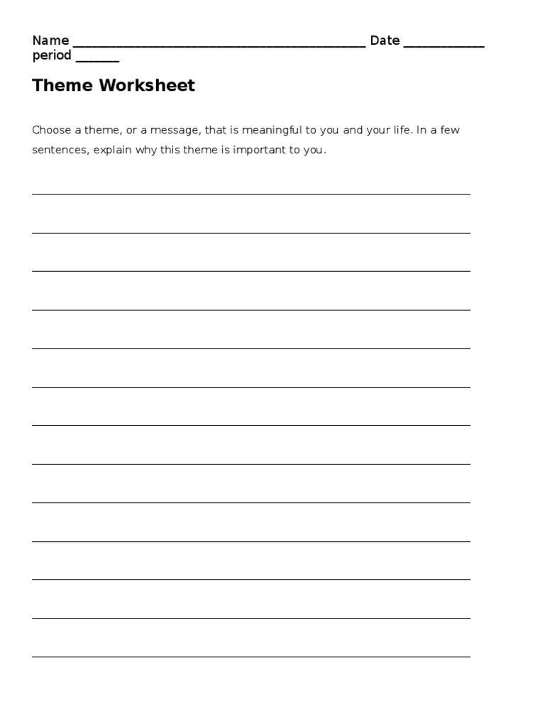 Theme Worksheet: Name - Date - Period | PDF