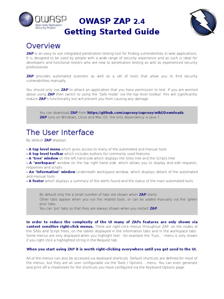 OWASP ZAP Getting Started Guide-2.4 | PDF OWASP ZAP Getting Started Guide-2.4 | PDF