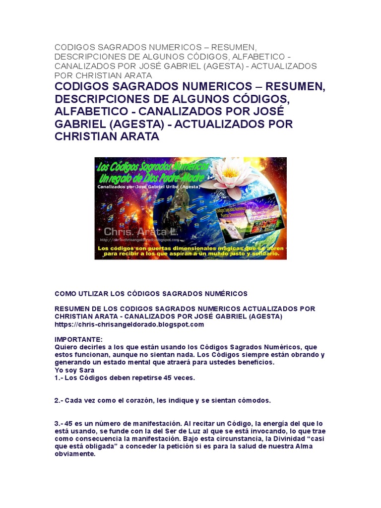 Códigos Sagrados Numéricos Actualizados | PDF | Hipnosis | Oración
