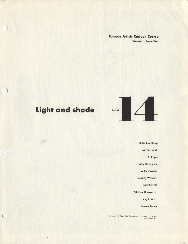 Famous Artists Cartoon Course Lesson 14 Light and Shade | PDF