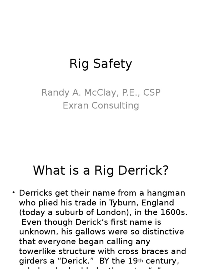 Rig Safety Presentation | PDF | Drilling Rig | Specification (Technical ...