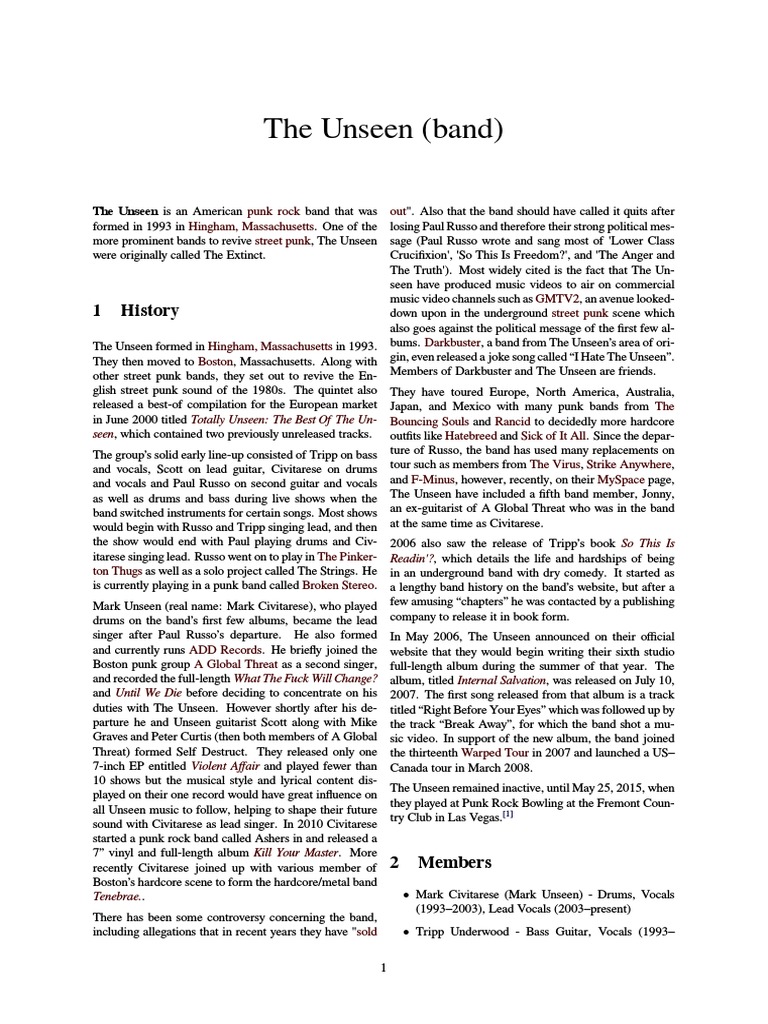 The Unseen (Band) | PDF