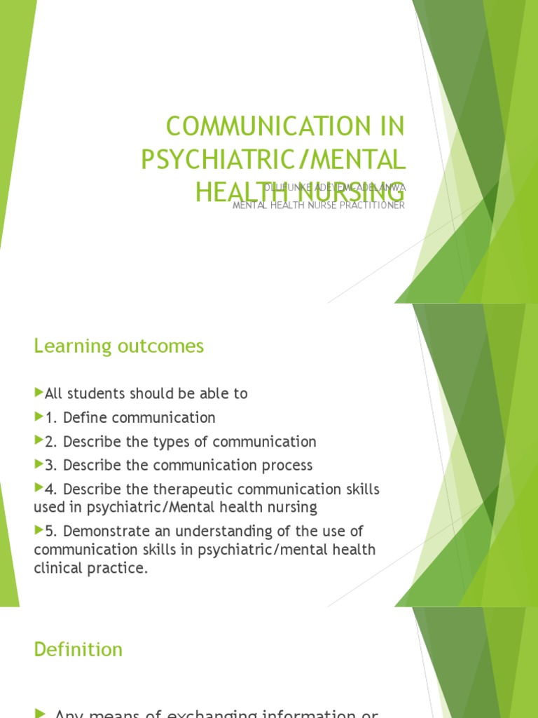 Effective Communication in Mental Health Nursing | PDF | Psychiatric ...
