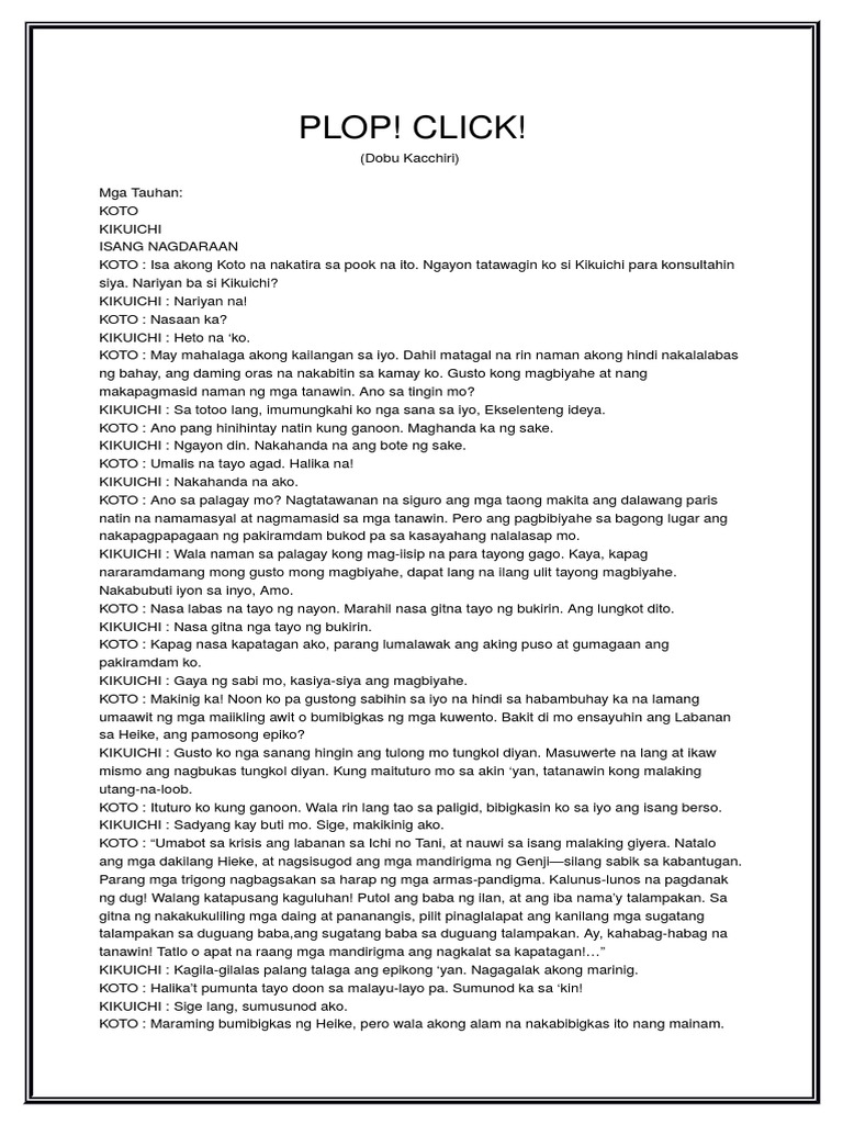 Halimbawa NG Mga Dula | PDF