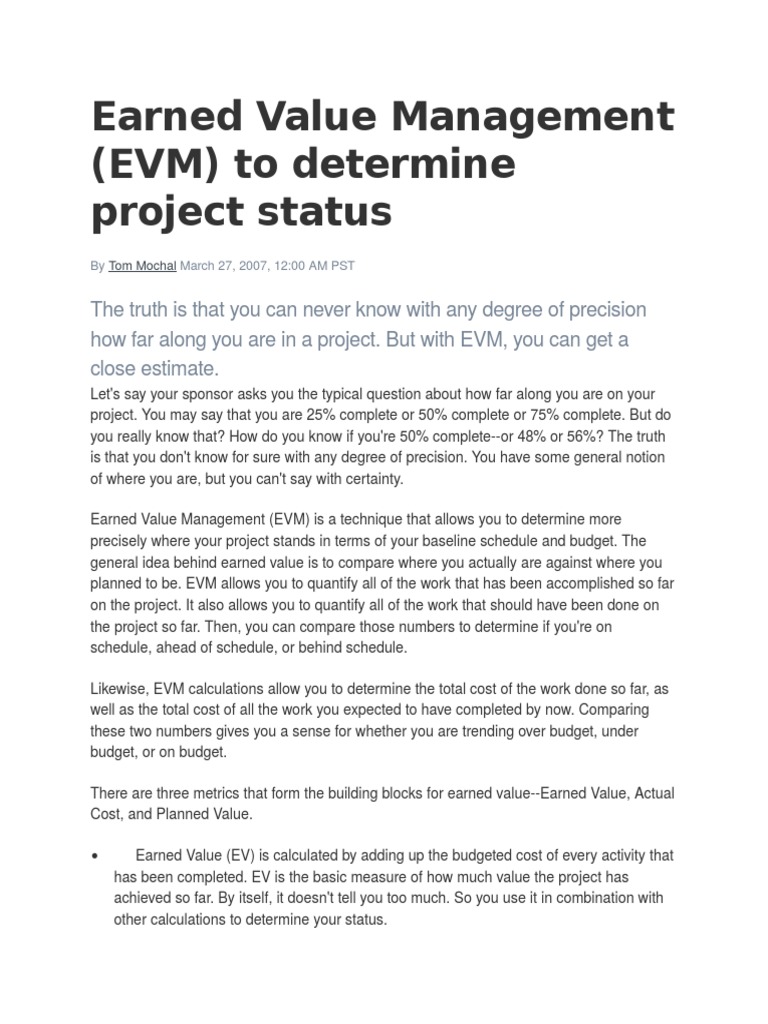 Earned Value Management | PDF | Business | Teaching Mathematics
