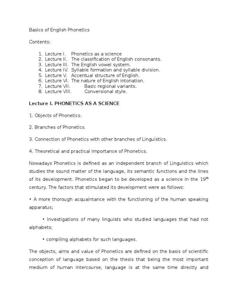 Basics of English Phonetics | PDF | Stress (Linguistics) | Syllable