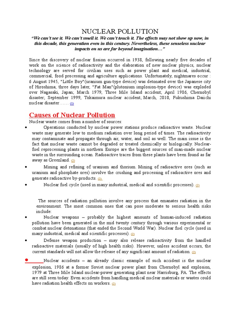 Nuclear Pollution | PDF | Radioactive Waste | Nuclear Power