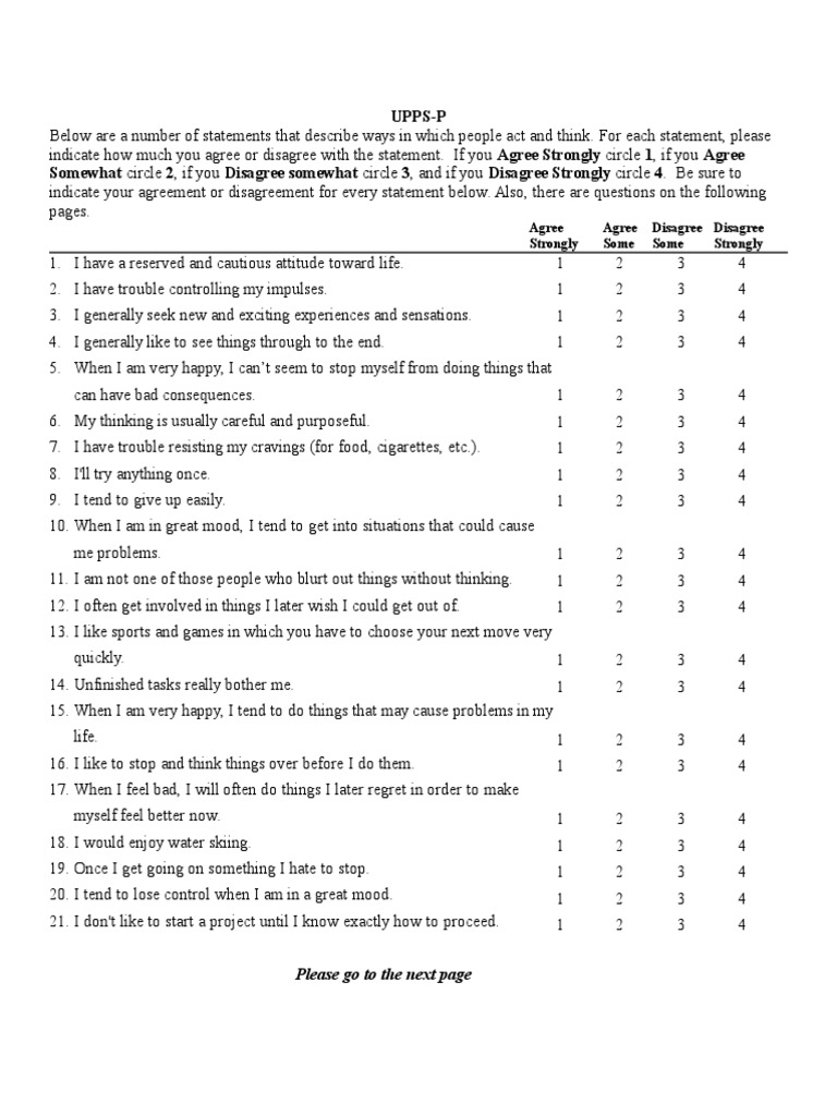 Upps P | PDF | Impulsivity | Action (Philosophy)