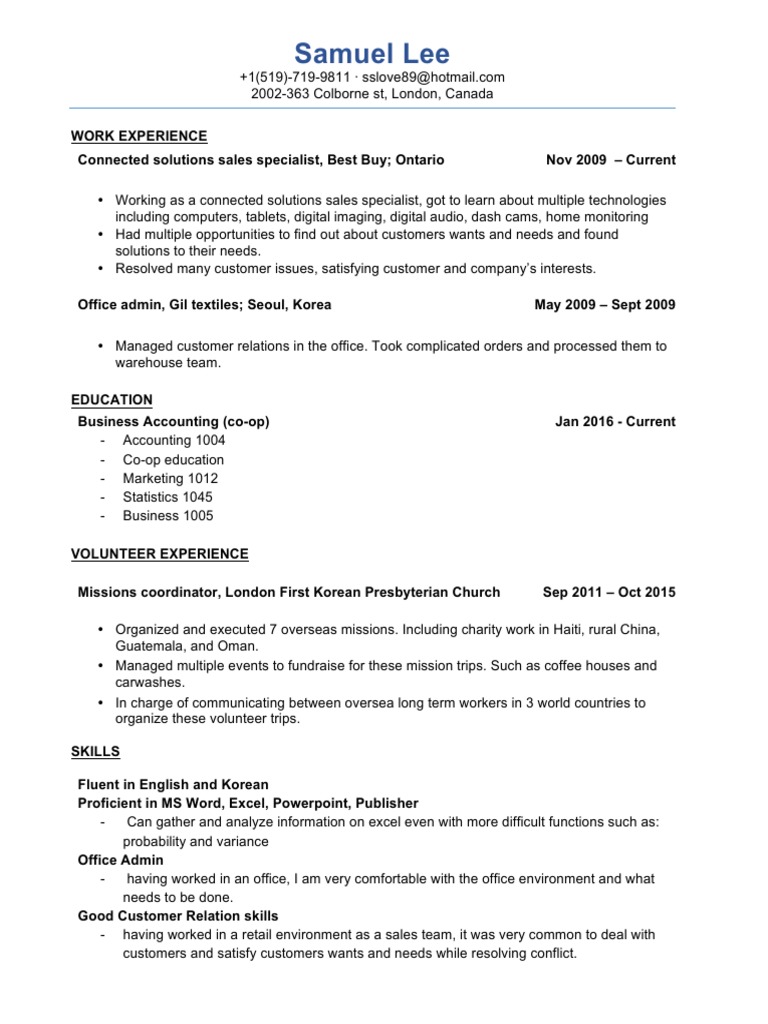 Samuel Lee Resume | PDF