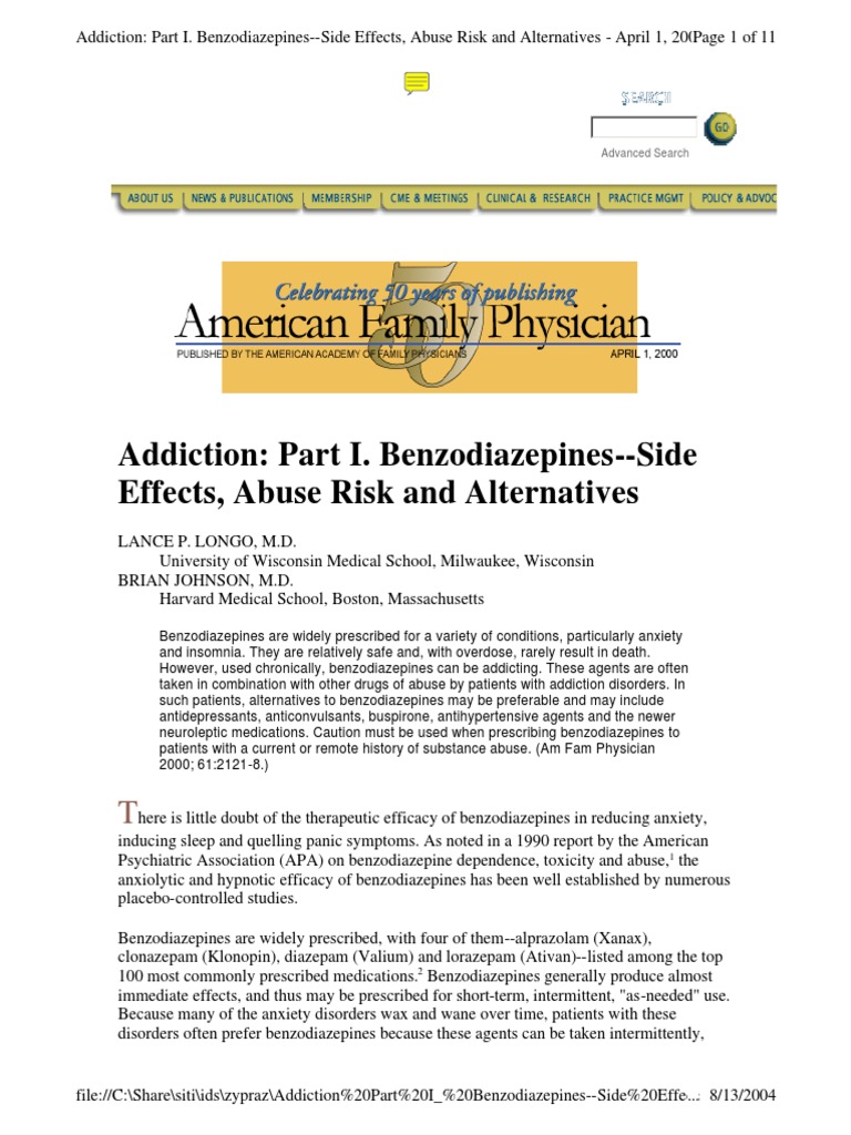 Addiction Part 1 Benzodiazepines Side Effects, About Risk and ...