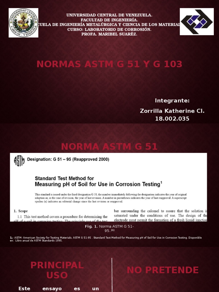Exposición - NORMAS G51 Y G103 - Zorrilla, K. | PDF | Ph | Materiales