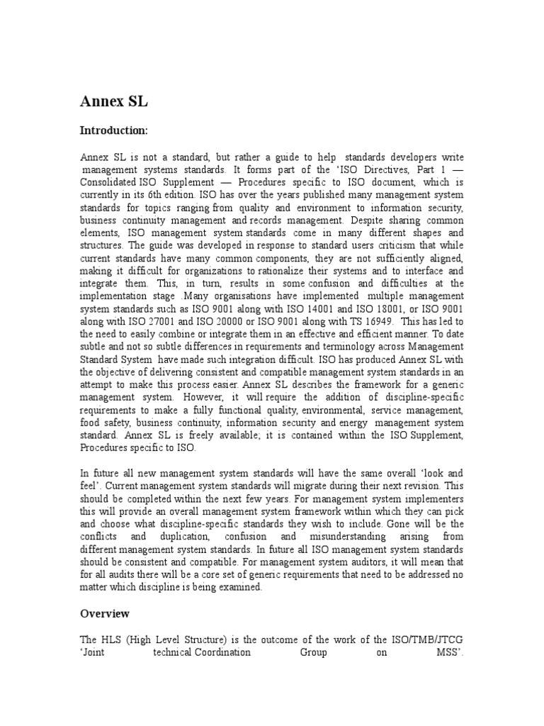 Annex SL | PDF | Audit | Business Continuity