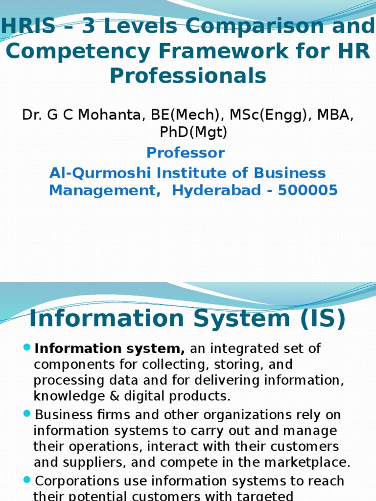 HRIS-3 Levels Comparison and Competency Framework for HR Professionals ...