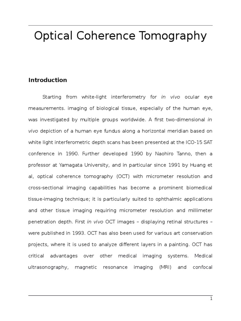 Optical Coherence Tomography | PDF | Interferometry | Medical Imaging