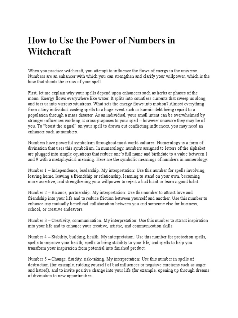 How To Use The Power of Numbers in Witchcraft | PDF | Magic (Paranormal ...
