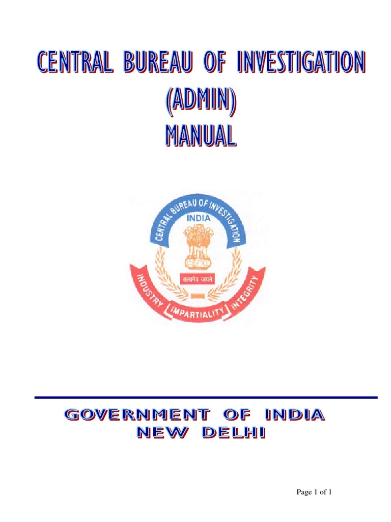 A Manual On Cbi Administration | Prosecutor | Crime & Violence