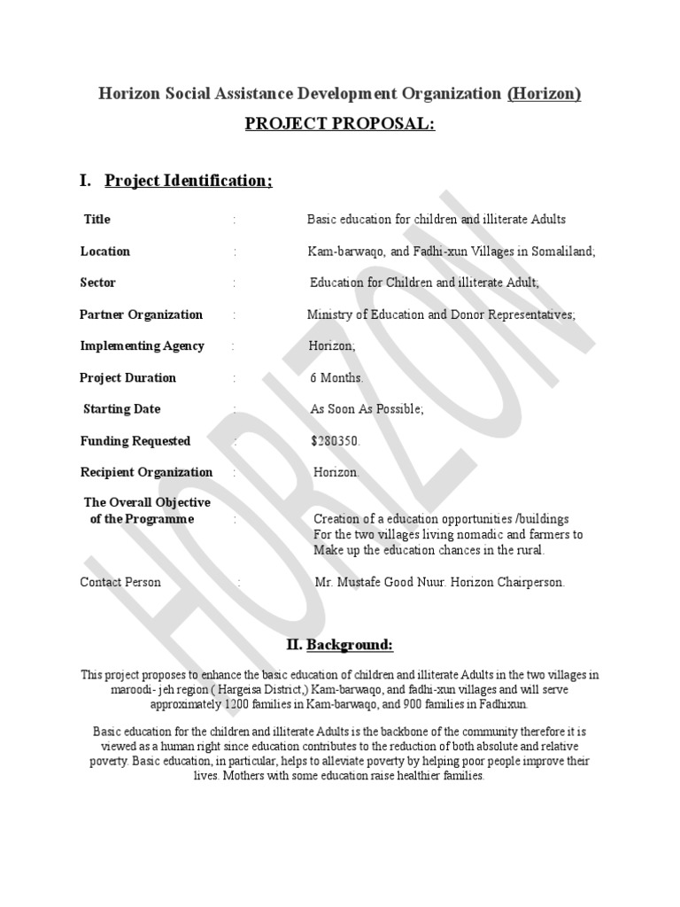 Project Proposal for Education | Literacy | Teaching Method