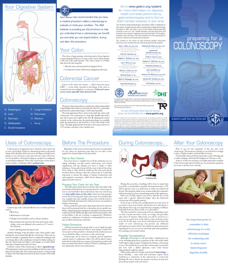 Colonoscopy Brochure | PDF | Colonoscopy | Colorectal Cancer