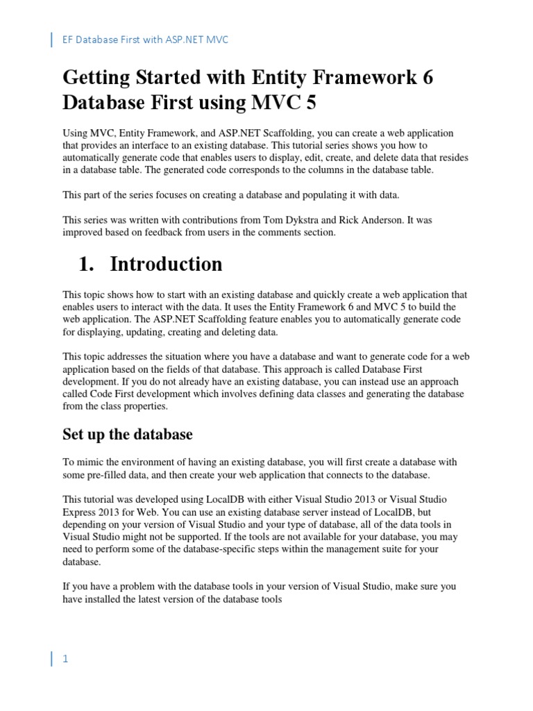 Getting Started With Entity Framework 6 Database First Using Mvc 5 Pdf Entity Framework