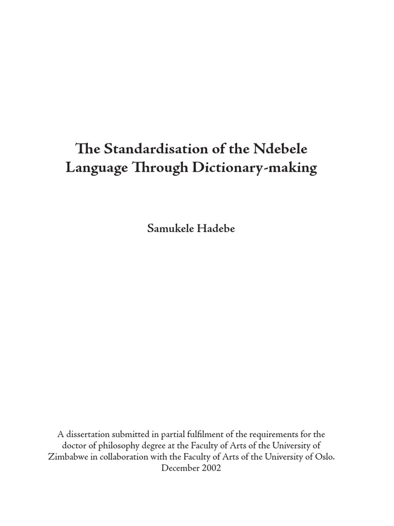 Hadebe | PDF | Dictionary | Morphology (Linguistics)