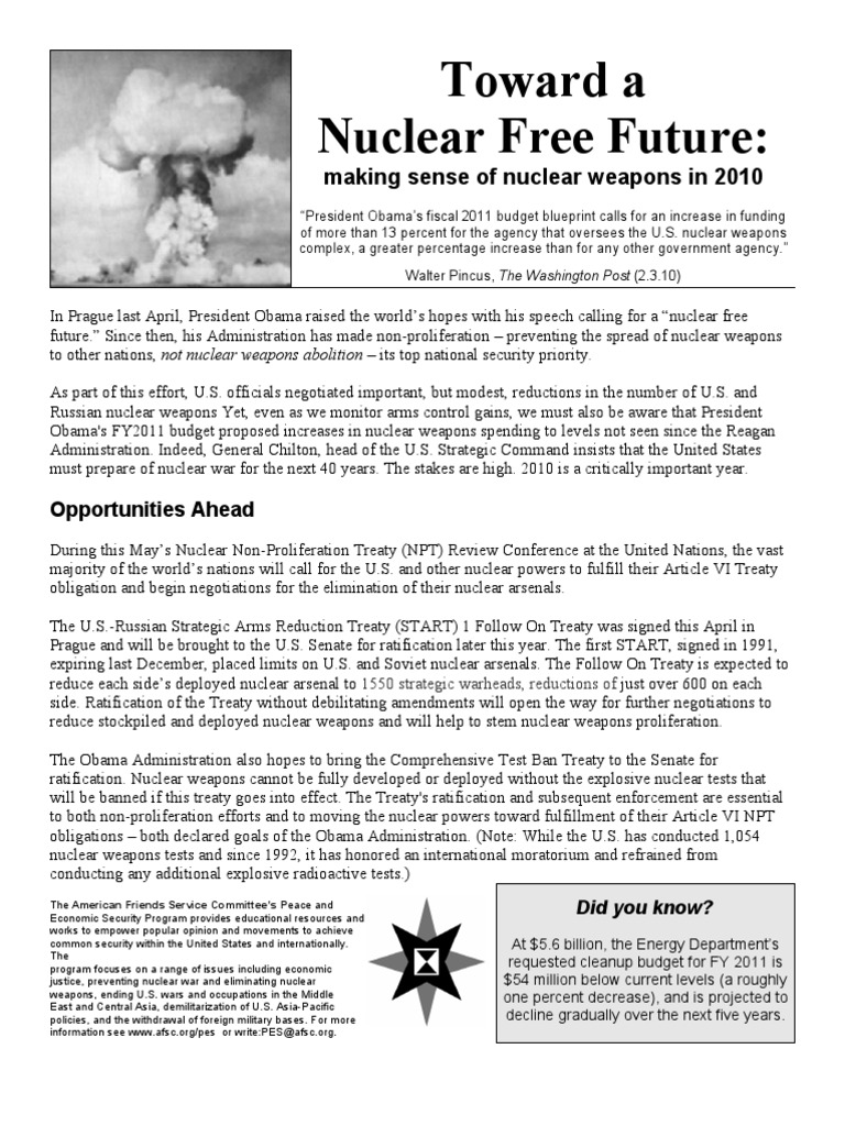 AFSC - Toward A Nuclear Free Future | PDF | Nuclear Weapons | Nuclear ...