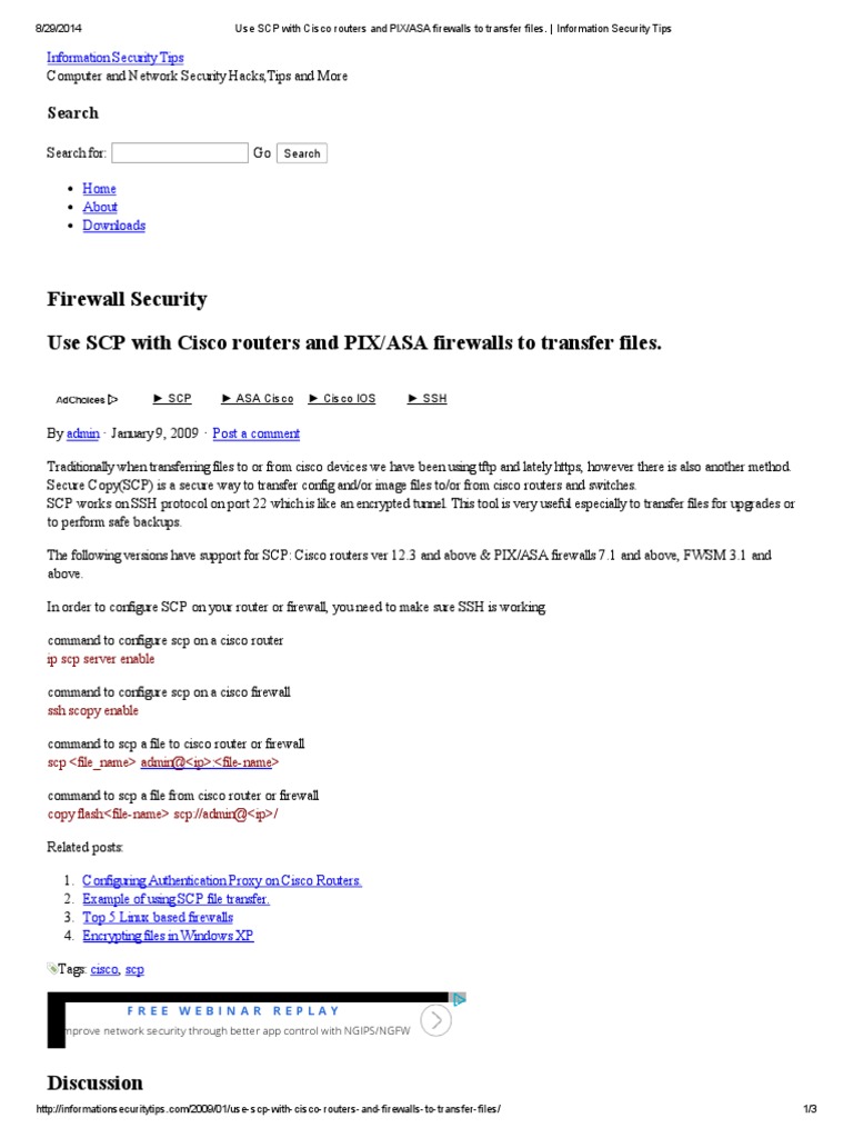 Use SCP With Cisco Routers and PIX - ASA Firewalls To Transfer Files ...
