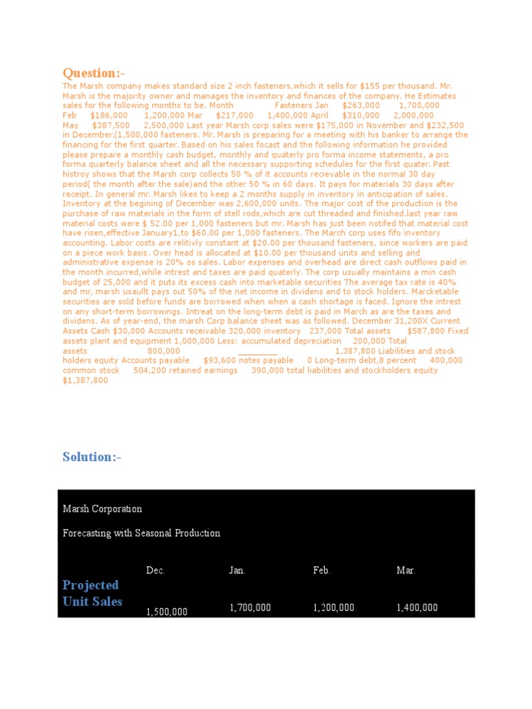 Marsh Corp Financial Forecasting Report | PDF | Expense | Dividend